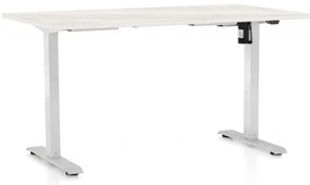 Výškově nastavitelný stůl OfficeTech A, 120 x 80 cm, bílá podnož, bílý jasan