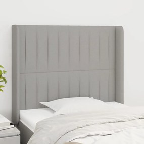 Čelo postele typu ušák světle šedé 83x16x118/128 cm textil 3119792