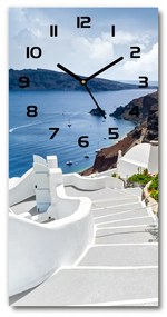 Wallmuralia Nástěnné hodiny tiché Santorini Řecko 30x60 cm