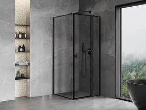 Mexen Mist T, sprchový kout s křídlovými dveřmi, pravý, 70 x 70 cm, 8mm čiré sklo, černý profil, 8A4T-070-070-70-70-P