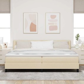 Postel s boxspringem s čelo Krémová 200 x 200 cm textil 3338718