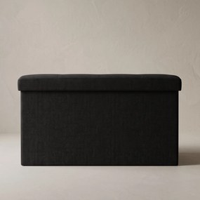 Obdélníkový taburet s úložným prostorem, skládací, 76 × 38 × 38 cm, černý