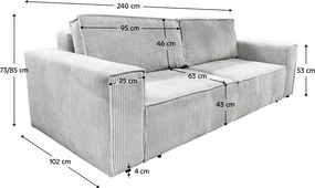 Rozkládací pohovka, světle šedá, HARPERA BIG SOFA