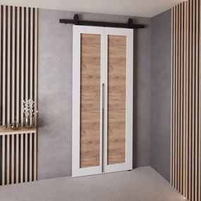 Skládací posuvné dveře QUDIO M1 bílý + dub Craft zlatý 70