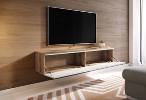 TV stolek LOWBOARD D 180, 180x30x32, bodega/bílá lesk + LED