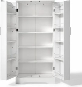 Aosom Multifunkční kuchyňská skříňka s LED senzorovým světlem, dvojité dveře s úložným prostorem, 60 x 35 x 128 cm, bílá