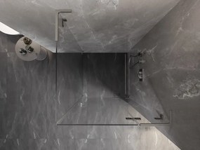 Mexen Lunar, L výklopný sprchový kout pravý 100 x 100 cm, 8mm čiré sklo, ocelový profil, 834L-100-100-97-00-P