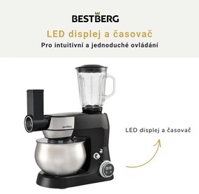 Multifunkční kuchyňský robot BestBerg BBR-1900B / 1900 W / 5 l / 12 rychlostí / černá