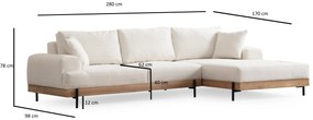 Hanah Home Rohová pohovka ETI dub bílá pravá 280 cm