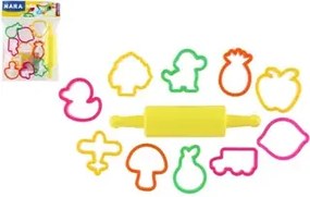 TEDDIES Vykrajovátka na modelínu NARA / Sada s válečkem / 11 ks / V sá