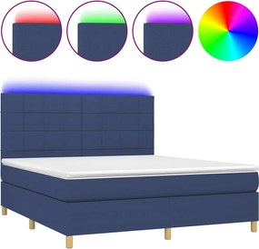 Box spring postel s matrací a LED modrá 180x200 cm textil 3135459