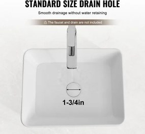 Moderní keramické umyvadlo 48,3 × 37,3 cm Koupelnová mísa na umyvadlo Bílá