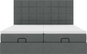Osmanský rám postele s matrací tmavě šedý 200x200cm textil 3313700