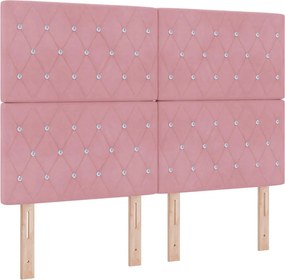 Postel s boxspringem s čelo Růžová 140 x 190 cm samet 3344878