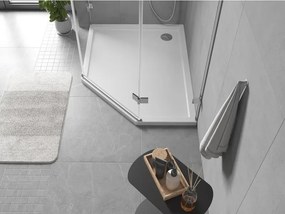 Mexen Flow pětiúhelníková sprchová vanička slim levá 100 x 80 cm, bílý lesk - 46P108010L