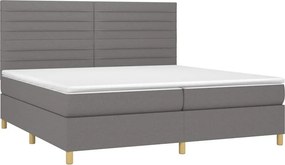 Box spring postel s matrací a LED tmavě šedá 200x200 cm textil 3135542