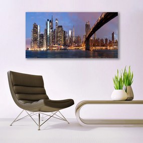 akrylový obraz Město Most Domy Nebe 120x60 cm