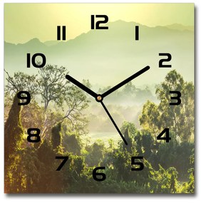 Wallmuralia Skleněné nástěnné hodiny čtverec Prales 30x30 cm