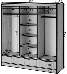 Eltap Šatní skříň Voodi III se zrcadlem