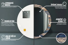 Kulaté dekorativní zrcadlo Abstraktní dřevo fi 100 cm