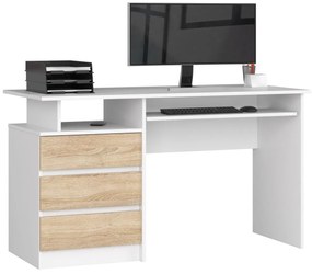 Volně stojící psací stůl CLP 135 cm bílý/sonoma