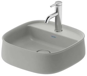 Duravit Zencha - Umyvadlo na desku 42x42 cm, bez přepadu, otvor pro baterii, DuraCeram, matná šedá 2374426771