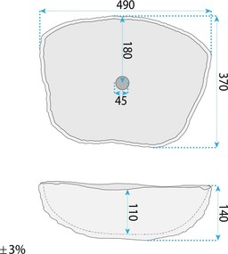 Rea Isla Aiax, asymetrické umyvadlo na desku, 490x370x140mm, imitace kamene, REA-U3222