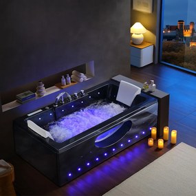 Terra Hydromasážní vířivá vana Iris 933C 170x84 s ohřevem vody, černý mramor