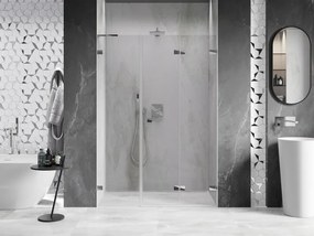 Mexen Lunar-F, L pravé sklápěcí sprchové dveře 135 cm, čiré sklo, chromový profil, 836SL-135-050-01-00-P