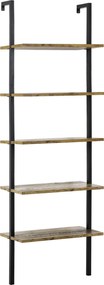 HOMCOM Knihovna ve stylu průmyslového ležení s 5 policemi, nástěnná knihovna ze dřeva a kovu, 60x30x184,5cm, hnědá | Aosom