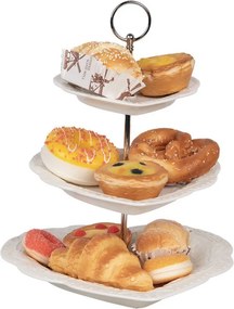 3 patrový keramický etažér s talíři ve tvaru srdce - Ø 26*31 cm