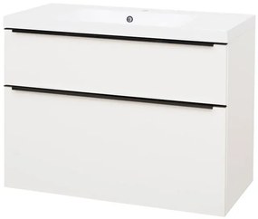 Mereo Mereo, Mailo, koupelnová skříňka s umyvadlem z litého mramoru 101 cm, černé madlo, CN512MB