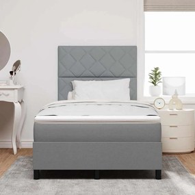 Postel s boxspringem s čelo Světle šedá 120 x 200 cm textil 3339455