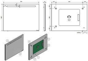 HOPA Zrcadlo s LED osvětlením BEROUNKA Rozměr A - 100 cm, Rozměr B - 3 cm, Rozměr C - 60 cm - ZRBERO6010