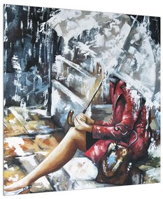 Obraz ženy pod deštníkem (50x50 cm)
