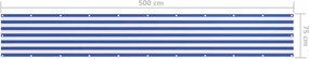 Balkónová zástěna bílá a modrá 75 x 500 cm oxfordská látka 134914