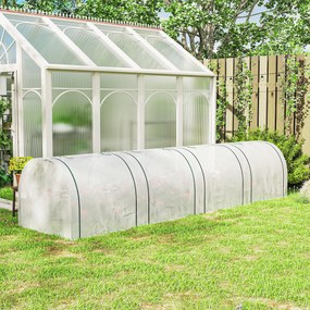 Outsunny tunelový foliovník se zip dveřmi, ocelový rám — 395 × 100 × 80 cm pro rajčata a zeleninu (bílý)