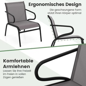 Costway Sada 2 zahradních židlí, balkónových židlí s prodyšnou látkou