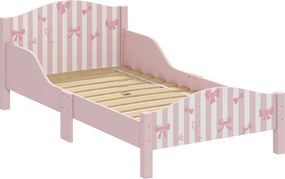 AIYAPLAY Montessori postýlka pro děti 3-6 let 146x76,5 cm, ochrana proti pádu, tvar mašle pro dětský pokoj, růžová