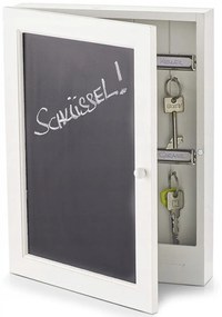 Zeller Present Skříňka na klíče, věšák na klíče s tabulí, dřevěná, bílá BLACKBOARD