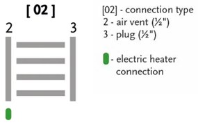 BPS-koupelny Elektrický koupelnový radiátor Bodam E AB-E 11840-02, připojení typ 02, 40x130 cm, bílá RAL 9016