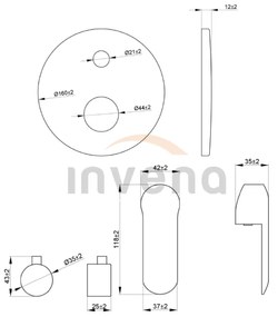 Invena Siros, podomítková 2-výstupová baterie (těleso+krytka), chromová, INV-BP-90-CO2-A