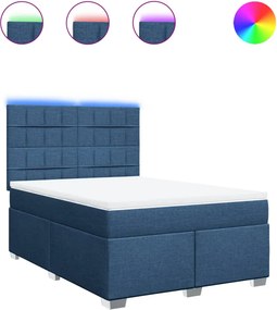 Box spring postel s matrací modrá 140x200 cm textil 3292817