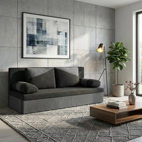 Pohovka pro 3 osoby s funkcí spaní ROLO Černá/šedá