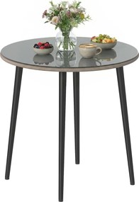 Outsunny kulatý zahradní jídelní stůl, venkovní stůl 80 × 80 × 74 cm, tvrzené sklo s ratanovým okrajem, ocelový rám, nosnost 50 kg, na terasu a balkon