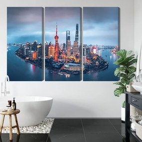 Vícedílný obraz Panorama Šanghaje V Noci Nedostatek Nedostatek Plátno Canvas 150x100