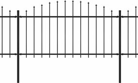 Zahradní plot s kopím nahoře ocelový 337 x 150 cm černý 277731
