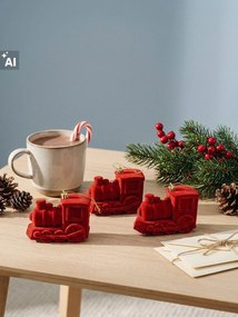 Sinsay - Vánoční baňky ve tvaru lokomotivy 3 pack - červená
