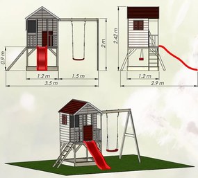 Dětský dřevěný domeček Veranda s houpačkou