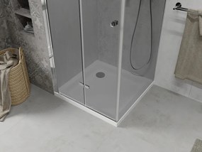 Mexen Lima, sprchový kout se skládacími dveřmi 70 (dveře) x 70 (stěna) cm, 6mm šedé sklo, chromový profil + slim sprchová vanička bílá, 856-070-070-01-40-4010